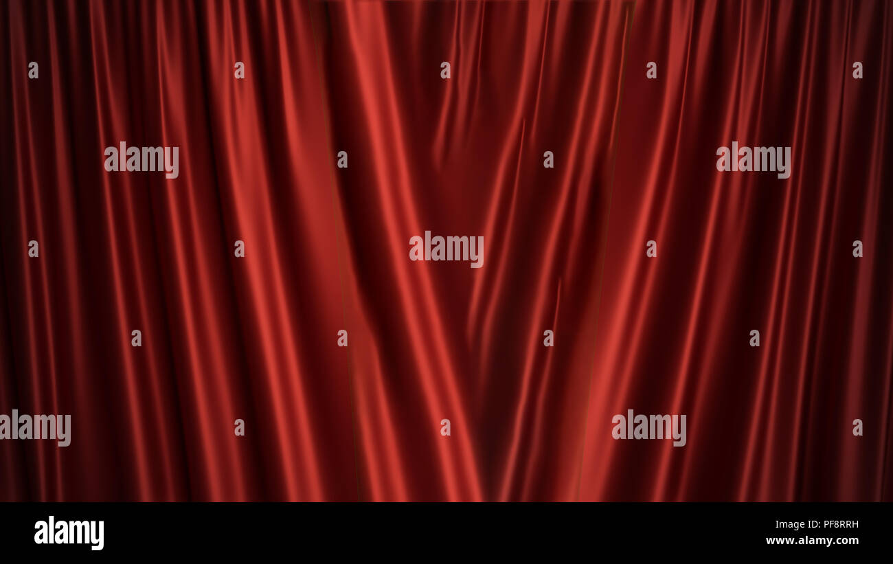 Illustration 3D de rideaux en velours de soie rouge luxe décoration ...