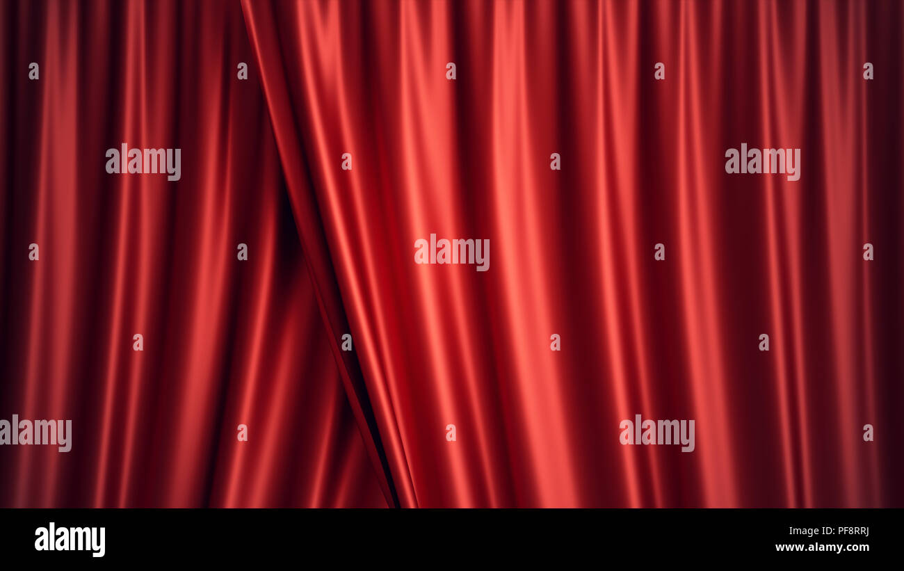Illustration 3D de rideaux en velours de soie rouge luxe décoration ...