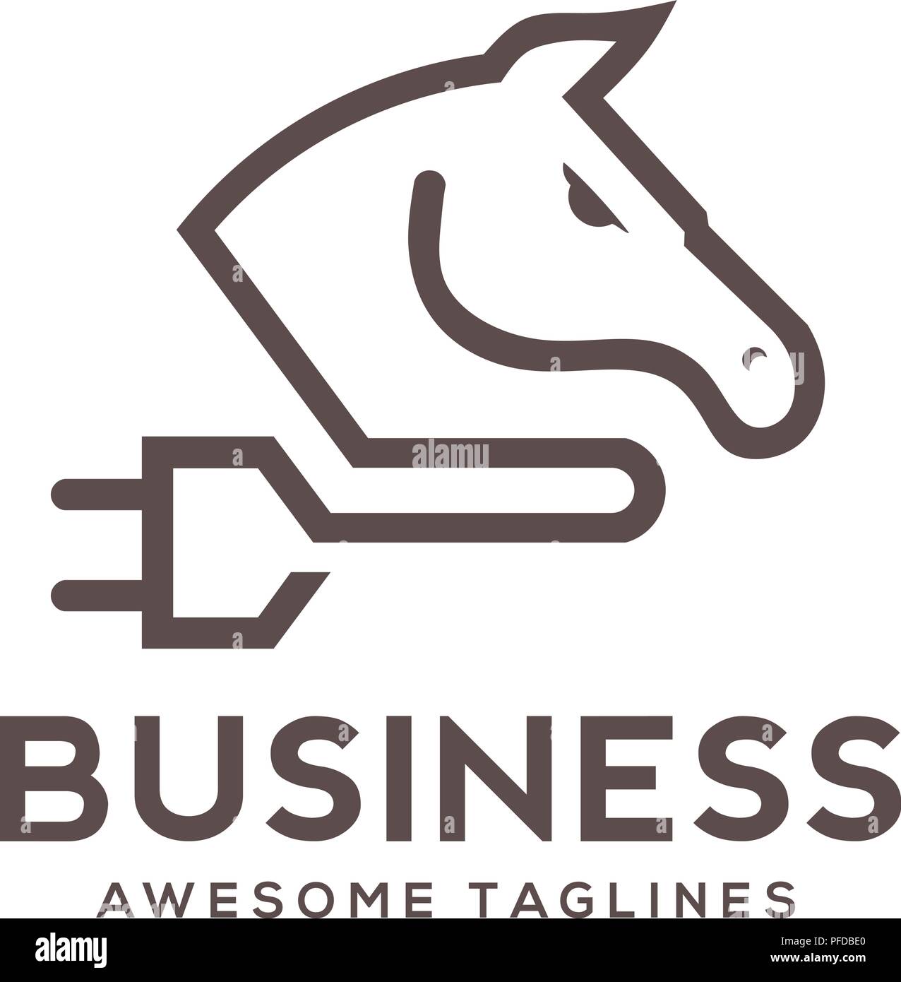 Logo simple ligne moderne d'un cheval et fiches d'alimentation,concept ...