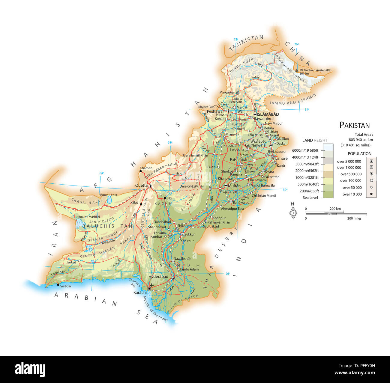 Carte du Pakistan Photo Stock - Alamy