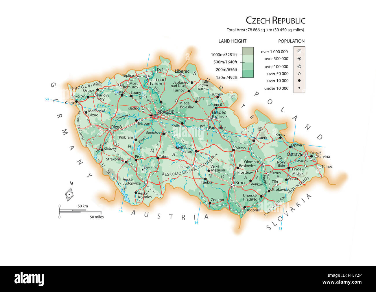 Czech republic map Banque d'images détourées - Alamy