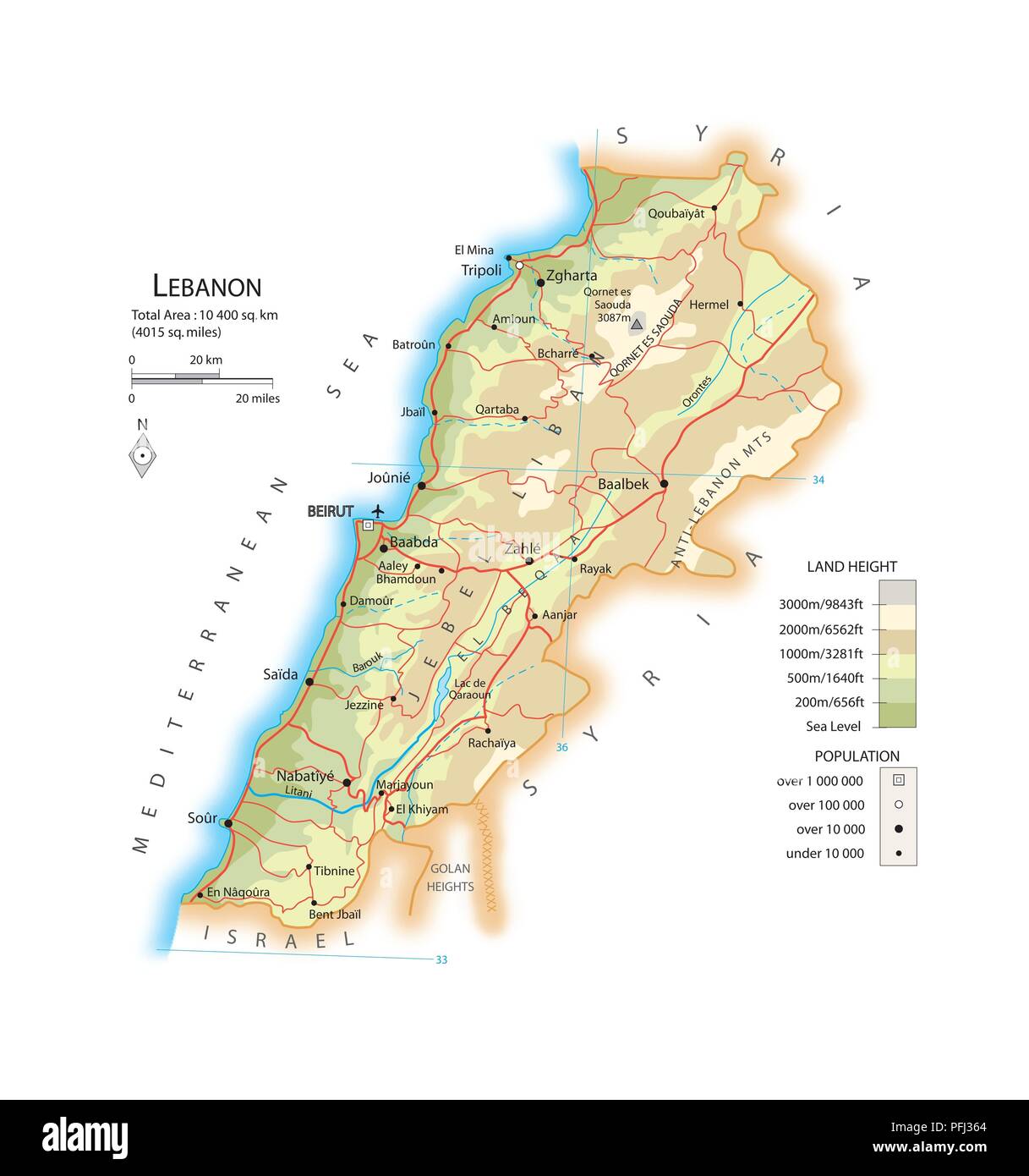 Lebanon map Banque d'images détourées - Alamy