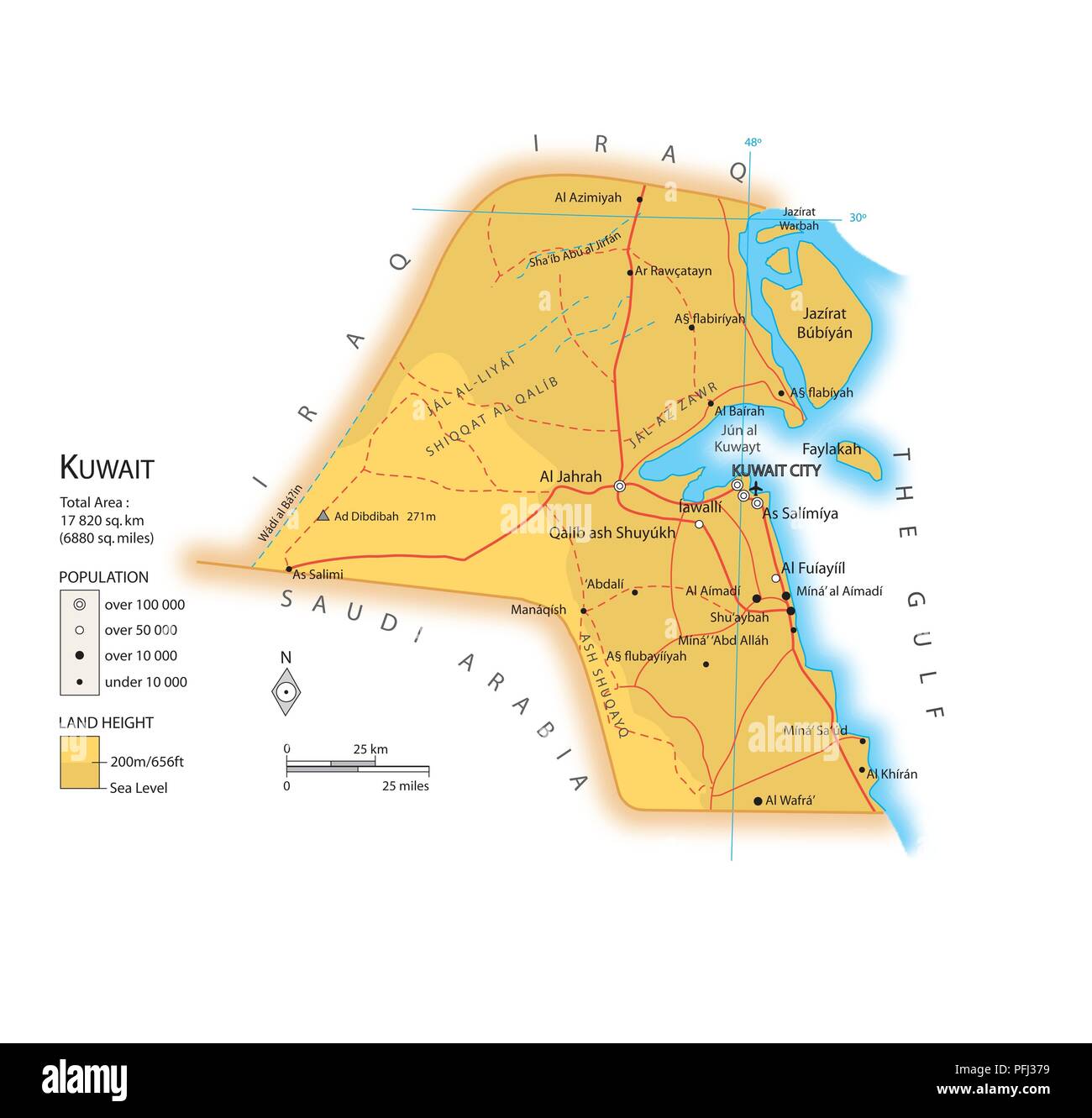 Carte du Koweït Photo Stock - Alamy