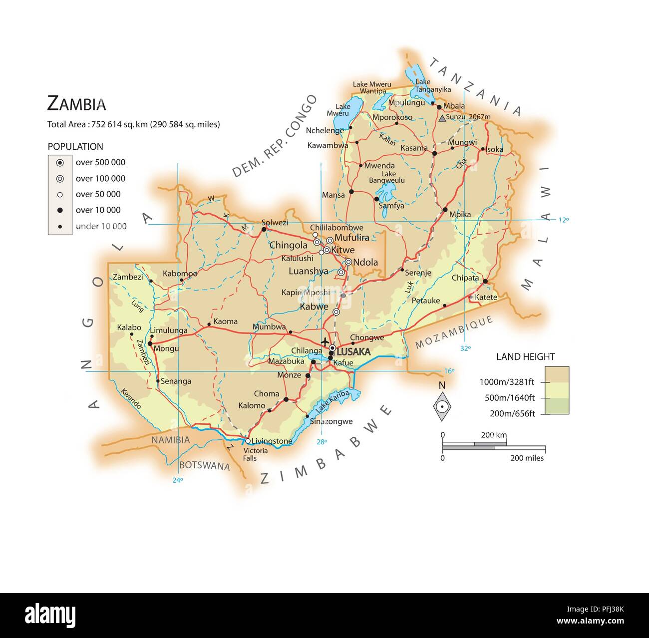 Carte de la zambie Banque de photographies et d’images à haute ...