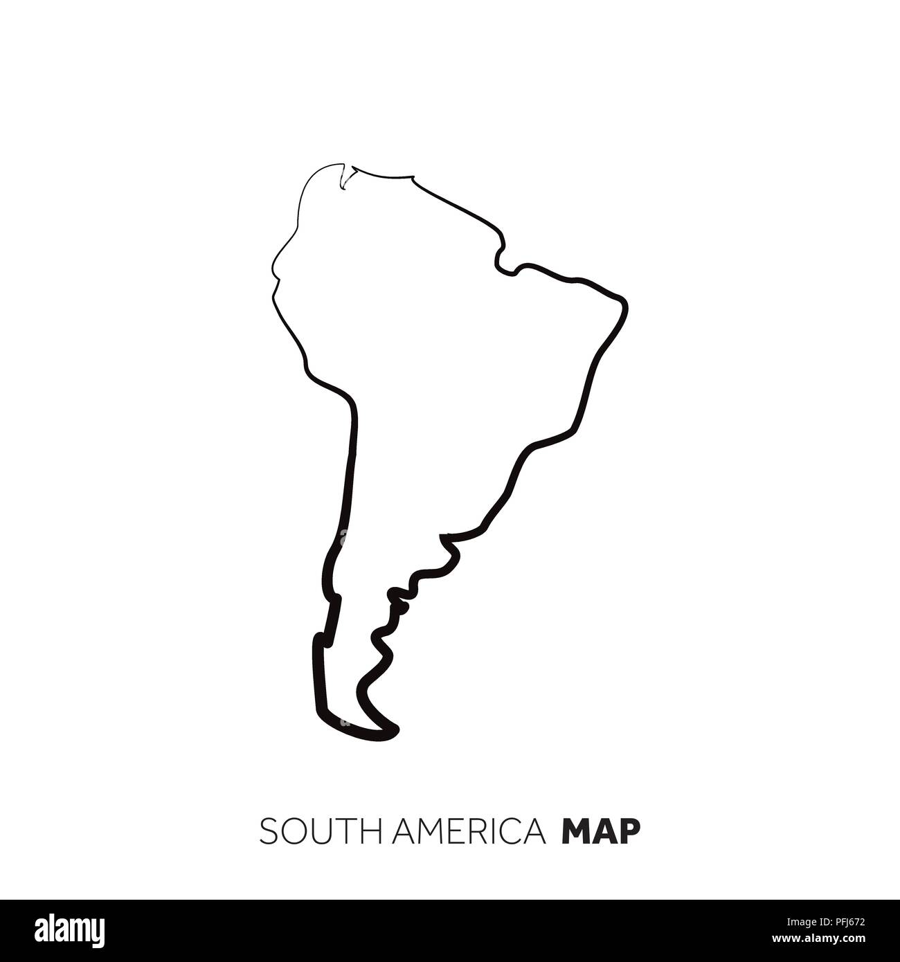 Vecteur de l'Amérique du Sud carte pays contour. Ligne noire sur fond blanc Vecteurs Et ...