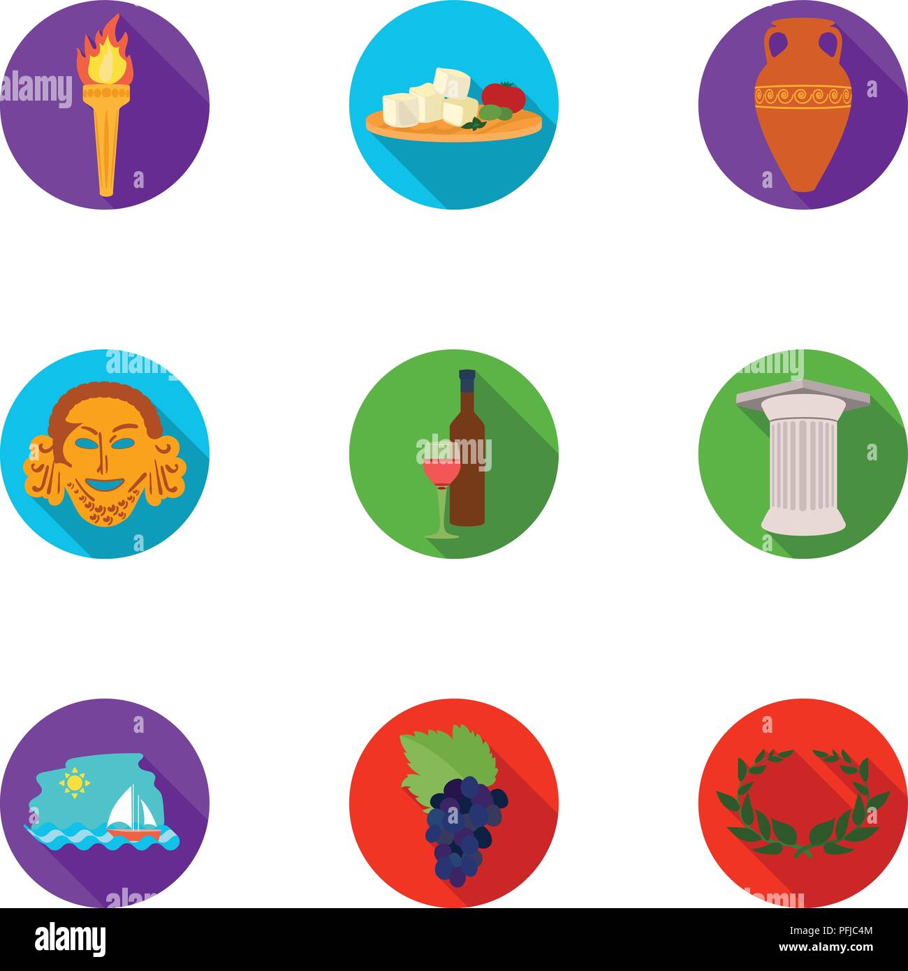 Jeu de la Grèce d'icônes dans télévision design. Grande collection de ...
