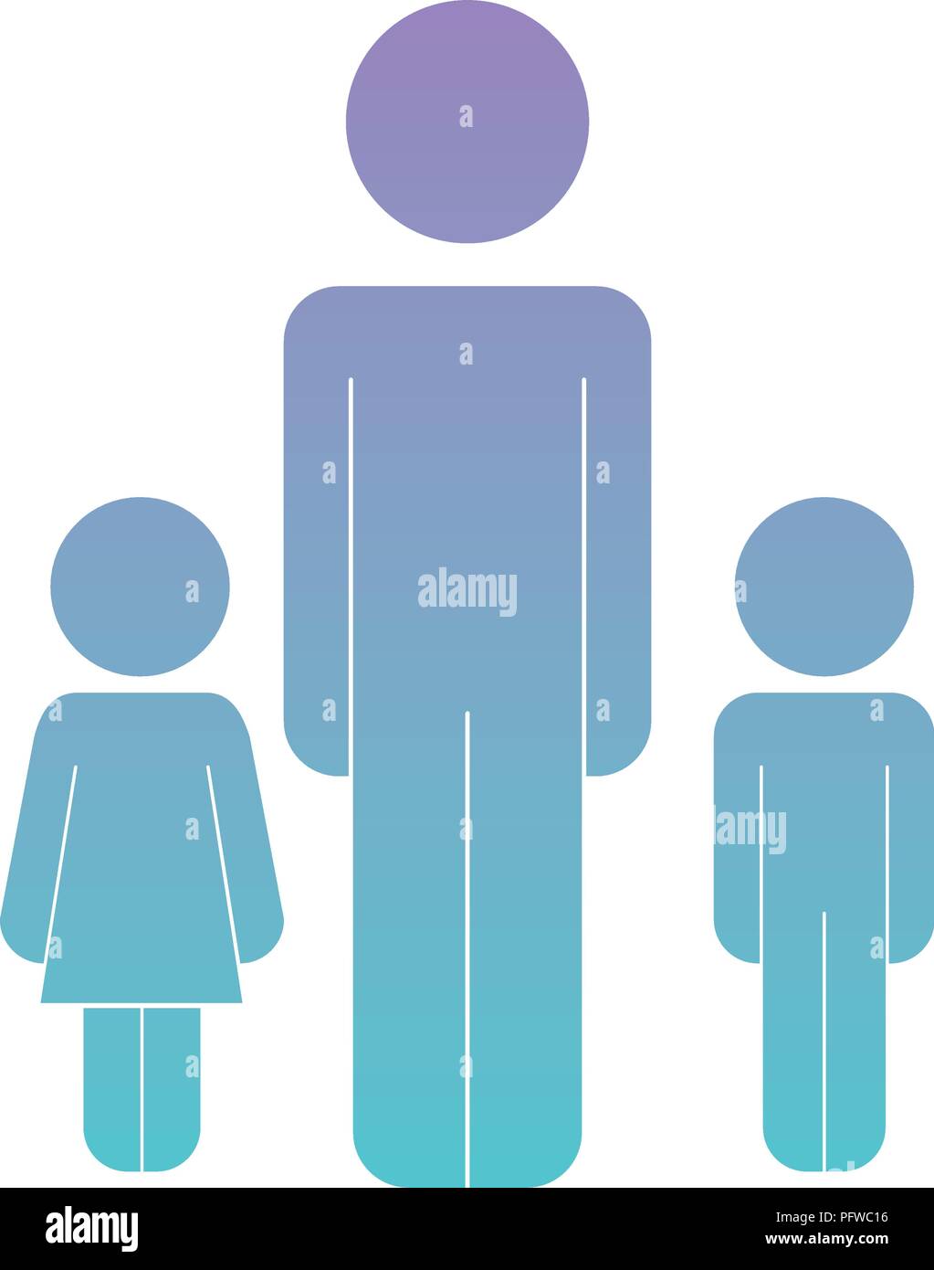 Le Père Avec Son Fils Et Sa Fille Figures Silhouettes Image Vectorielle