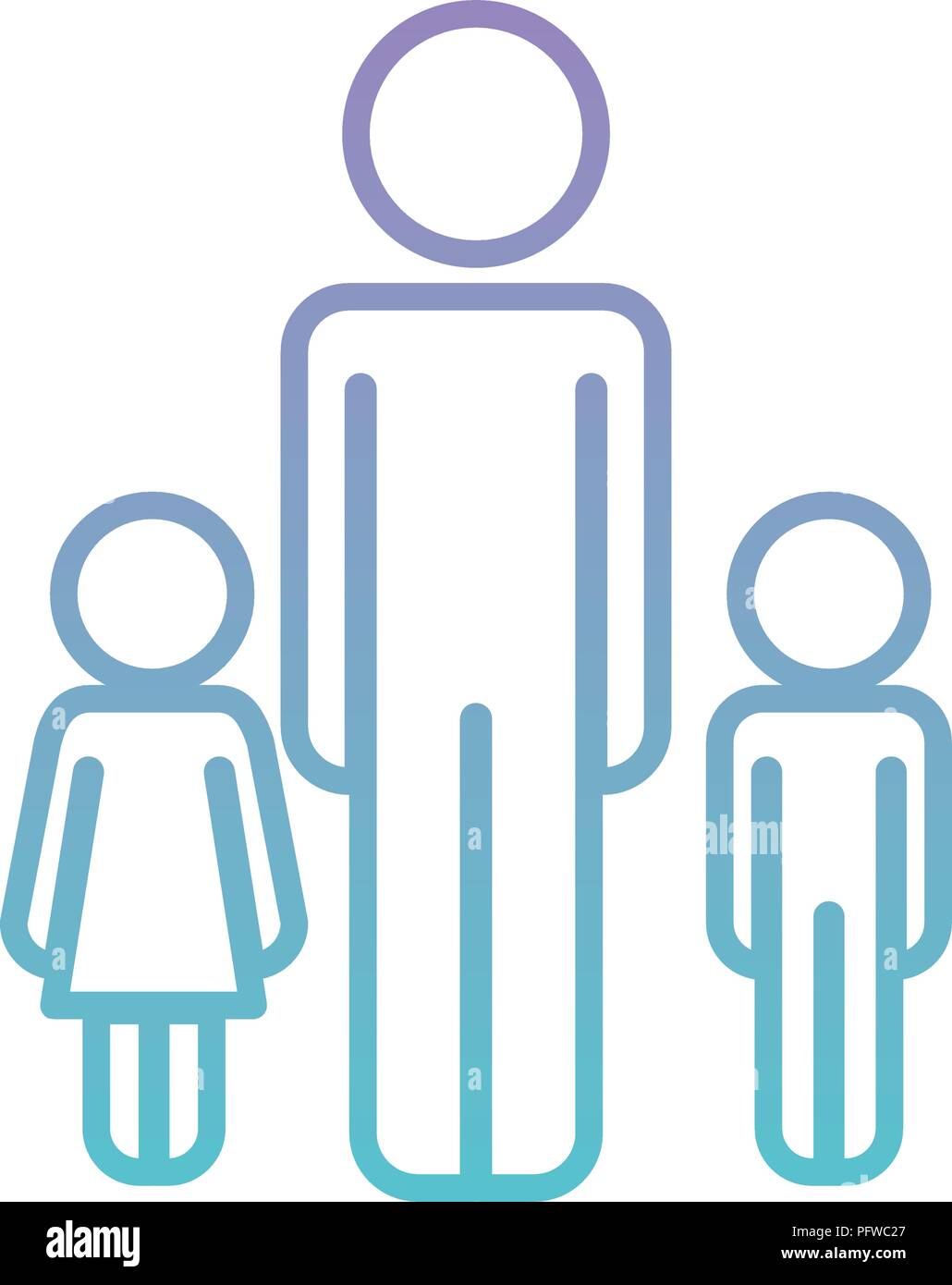 Le Père Avec Son Fils Et Sa Fille Figures Silhouettes Image Vectorielle