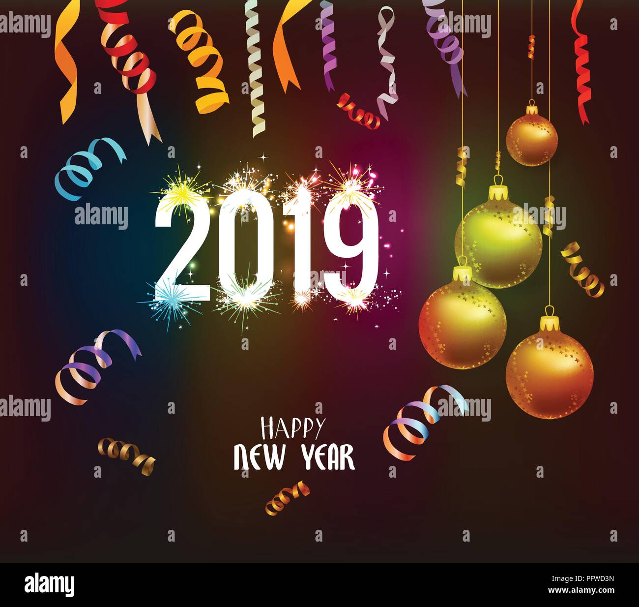 Bonne année 2019 Contexte avec noël confetti or et noir dentelle ...