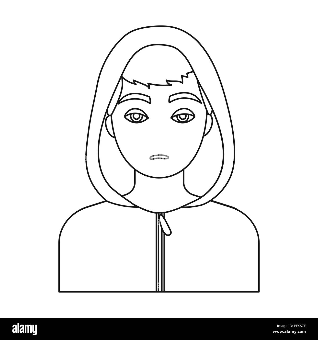 Homme toxicomane dans l'icône de style contour isolé sur fond blanc ...