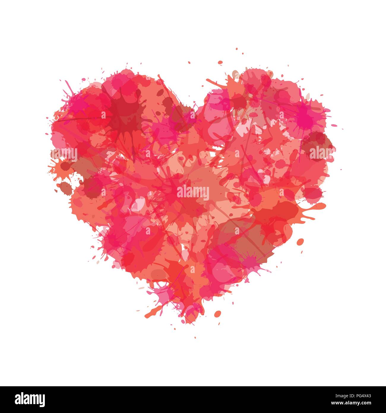 Coeur aquarelle illustration de splatter. Icône Symbole signe d'amour ...