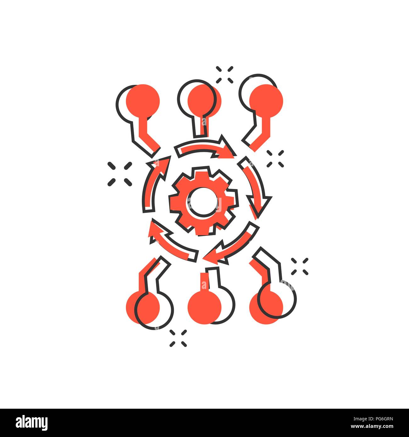 Cartoon Vector icône algorithme logiciel API dans le style comique ...