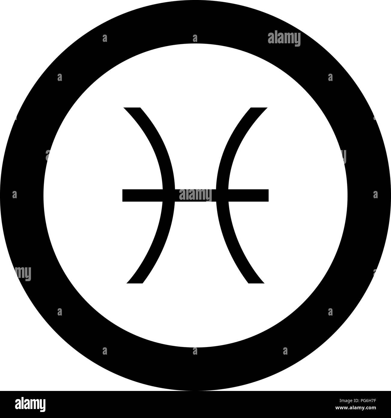 Symbole poissons signe astrologique icon noir en couleur cercle rond ...