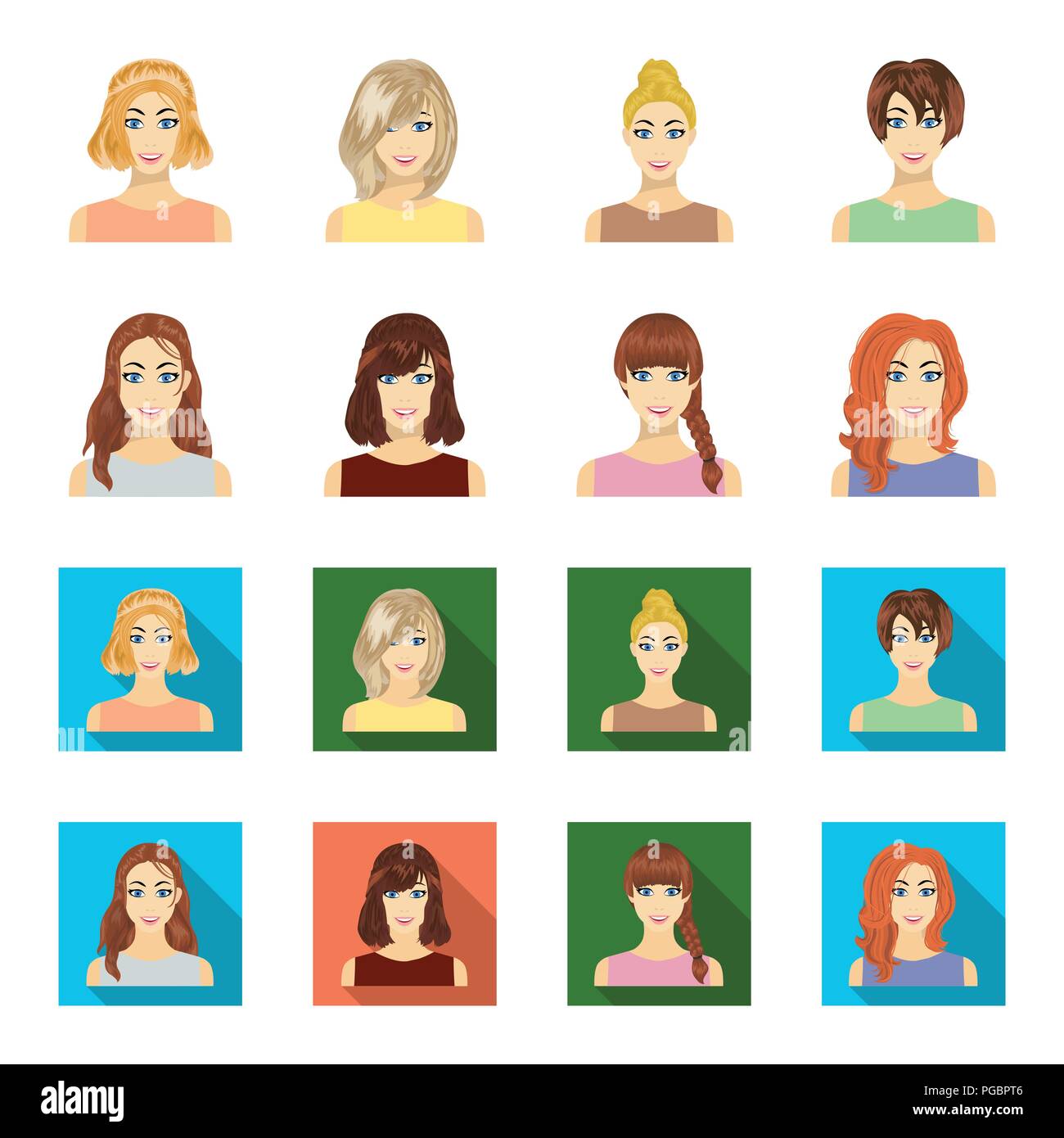 Types de coiffures femme cartoon,télévision icônes de collection set ...