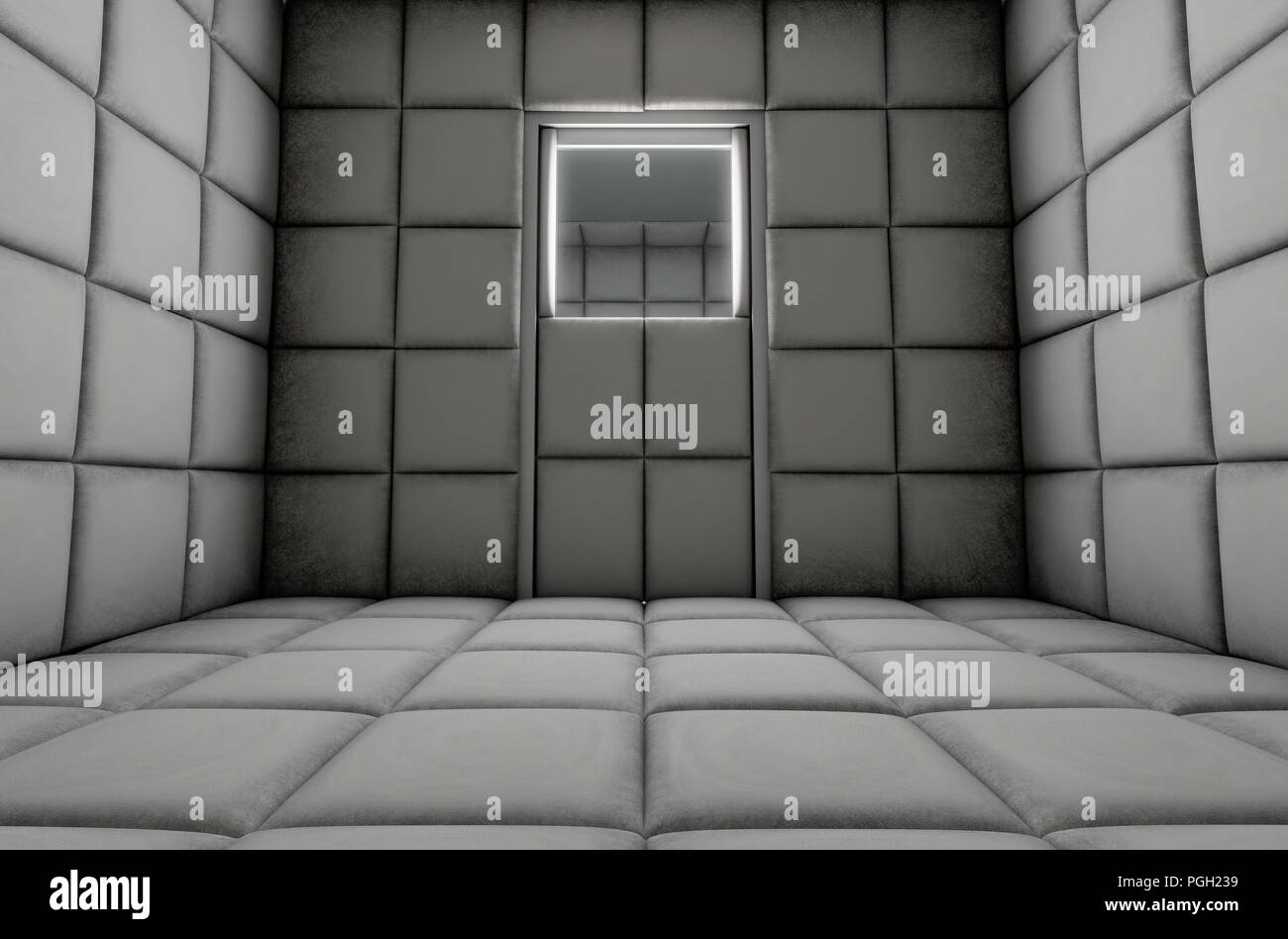 Une cellule capitonnée blanche vide dans un hôpital psychiatrique - 3D ...
