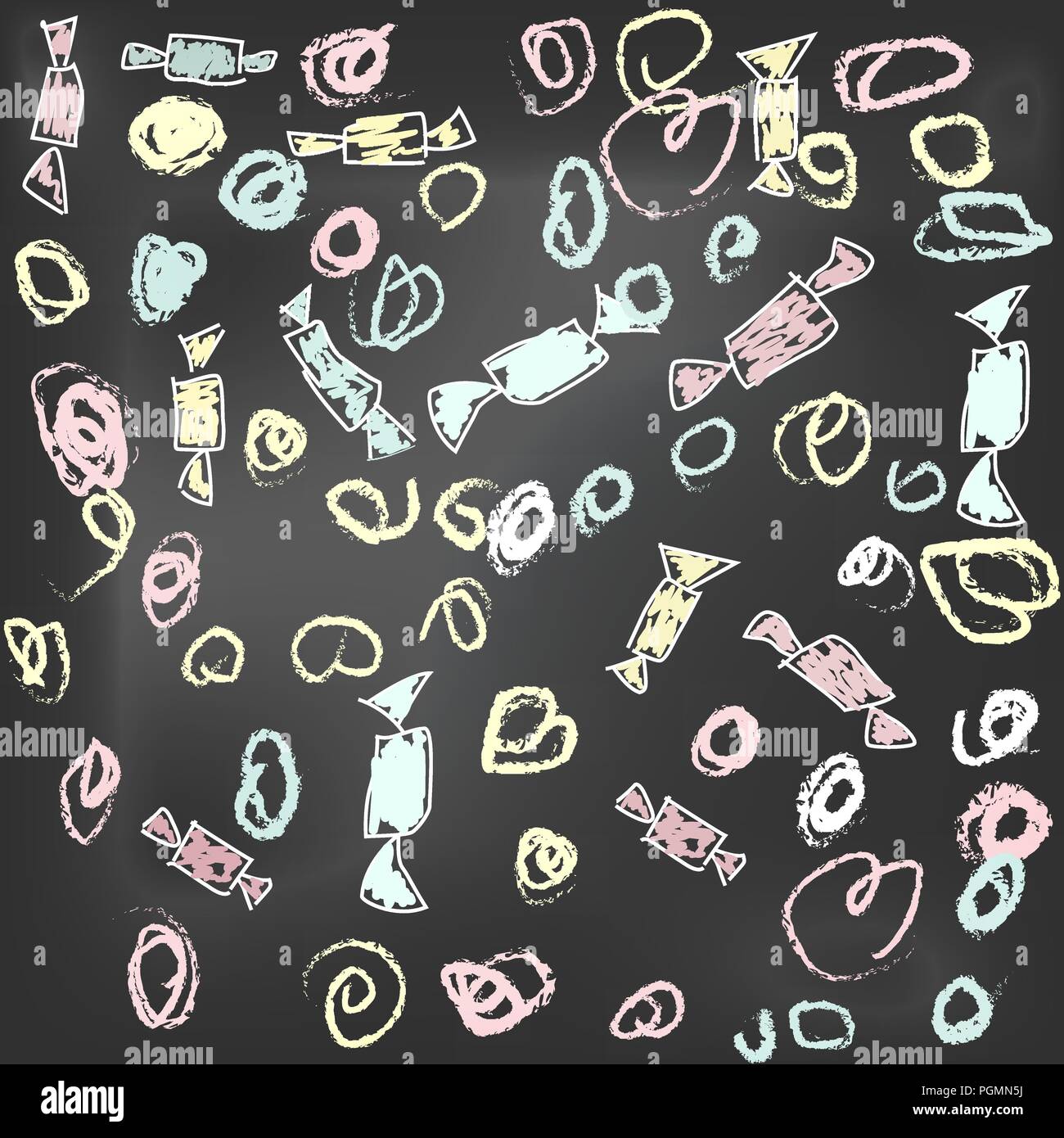 Dessin Artistique coloré de craie avec le déjeuner. Vector Illustration ...