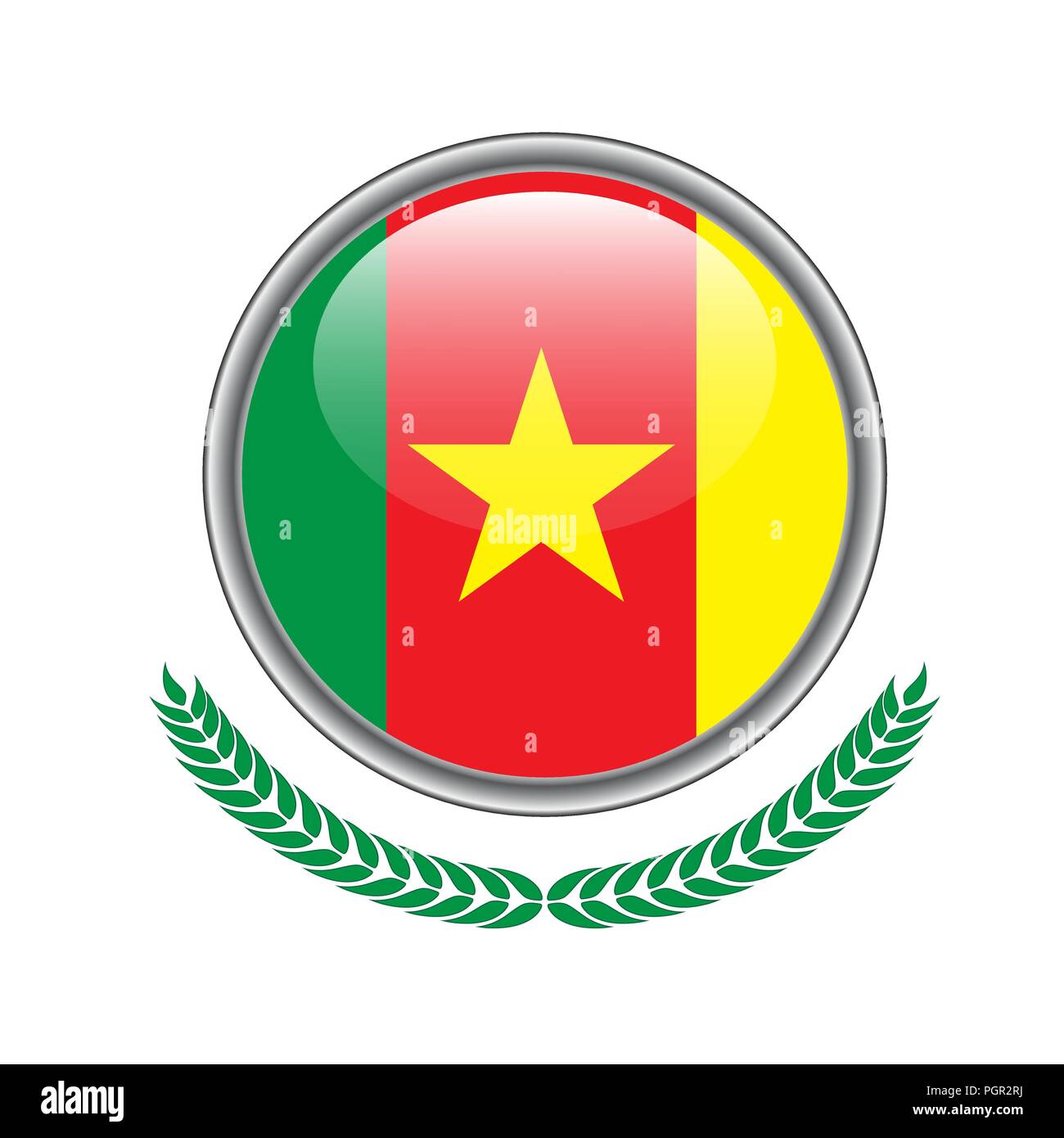 Drapeau Cameroun Cameroun. bouton icône en forme de drapeau. Vector ...