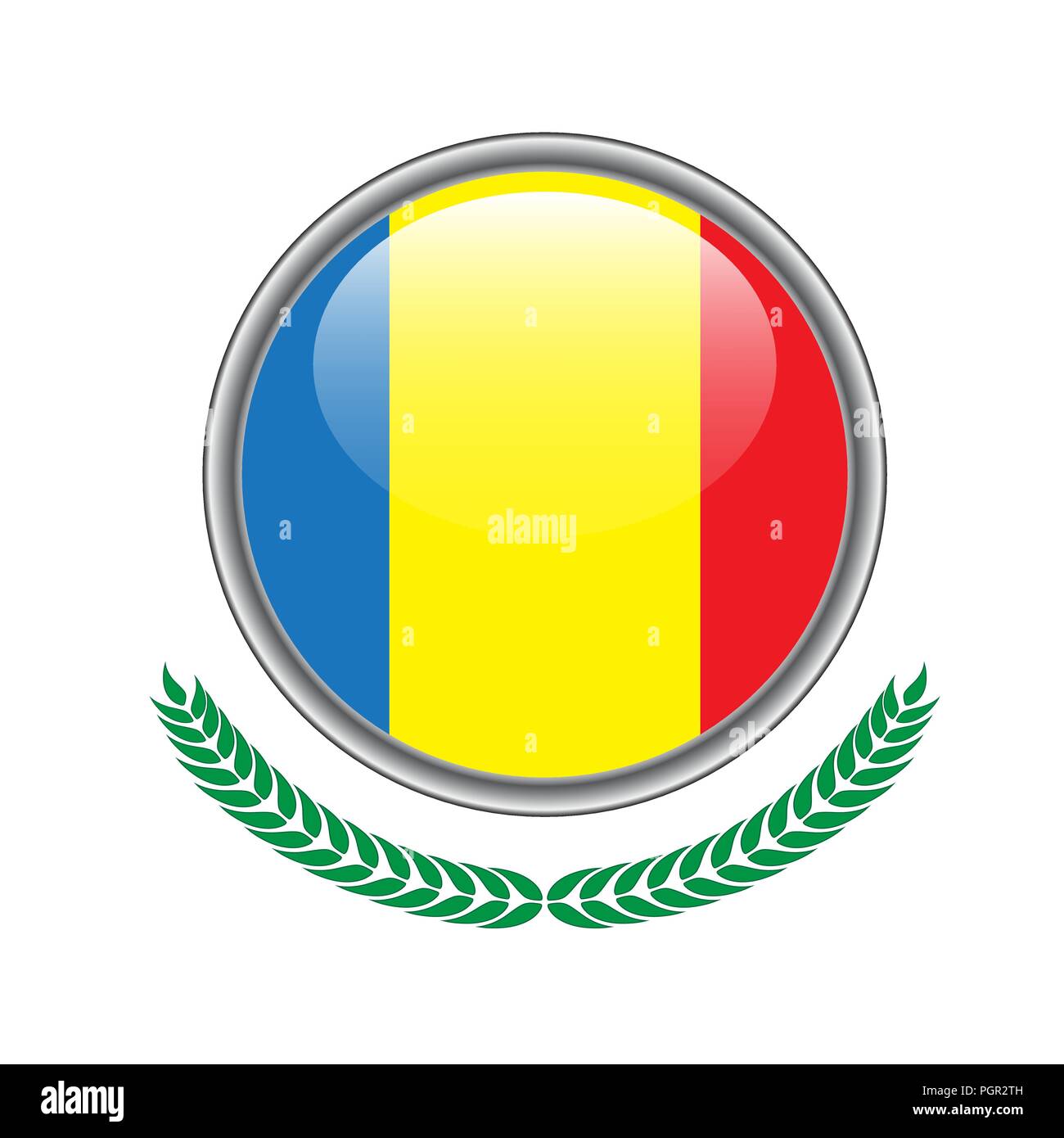 Drapeau du Tchad Le Tchad. bouton icône en forme de drapeau. Vector ...