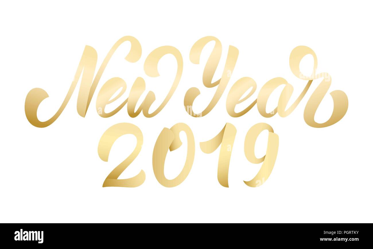 Nouvelle année 2019. Bonne année 2019 la main d'or le lettrage. Hand ...