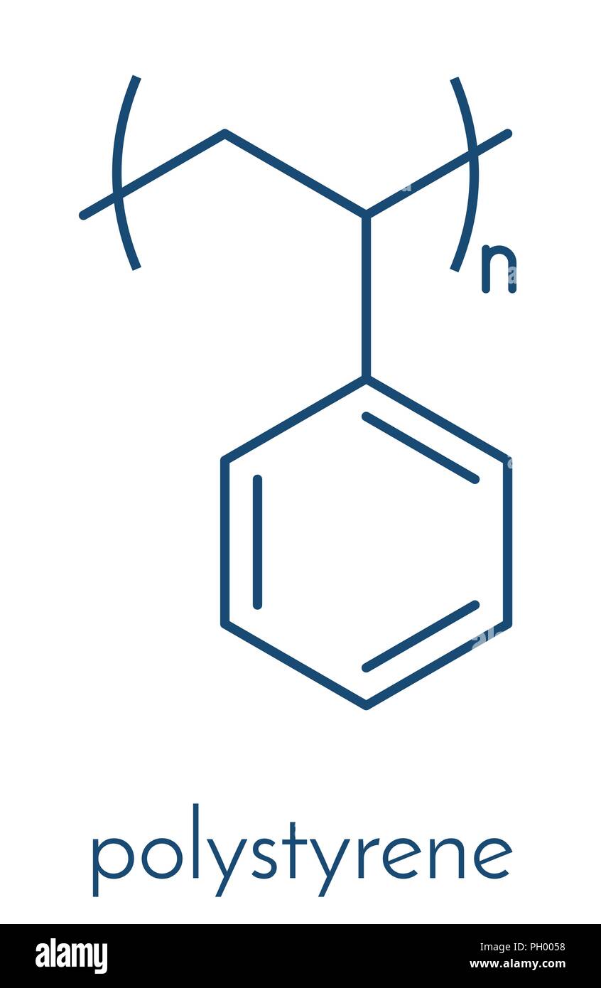 Le polystyrène (PS) plastique, structure chimique. Utilisé dans les ...