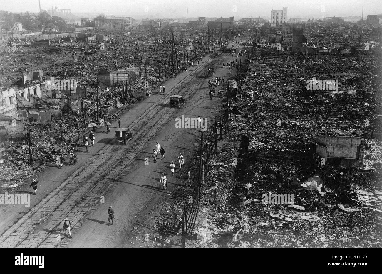 [ 1923 - Japon grand séisme de Kanto à Tokyo ] - Ravages causés dans ...