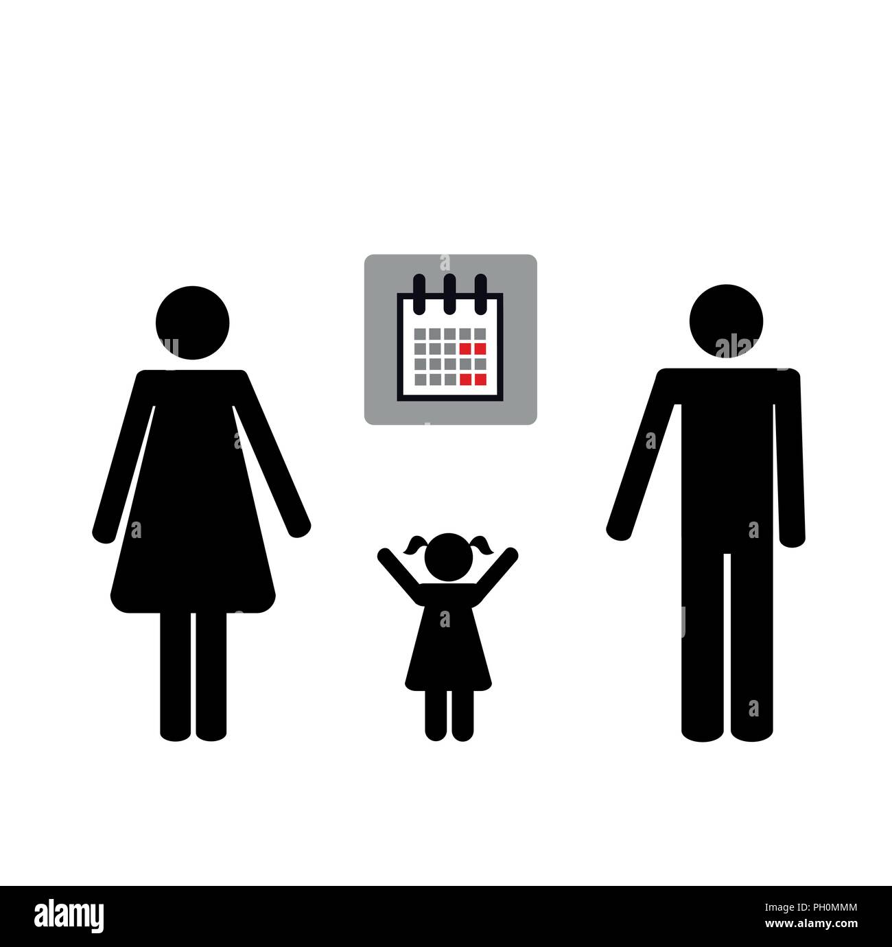 Concept de famille patchwork ramasser le pictogramme fille vector ...