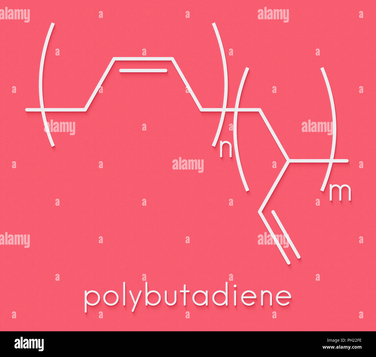 Le polybutadiène (butadiène) polymère, la structure chimique. Utilisé ...
