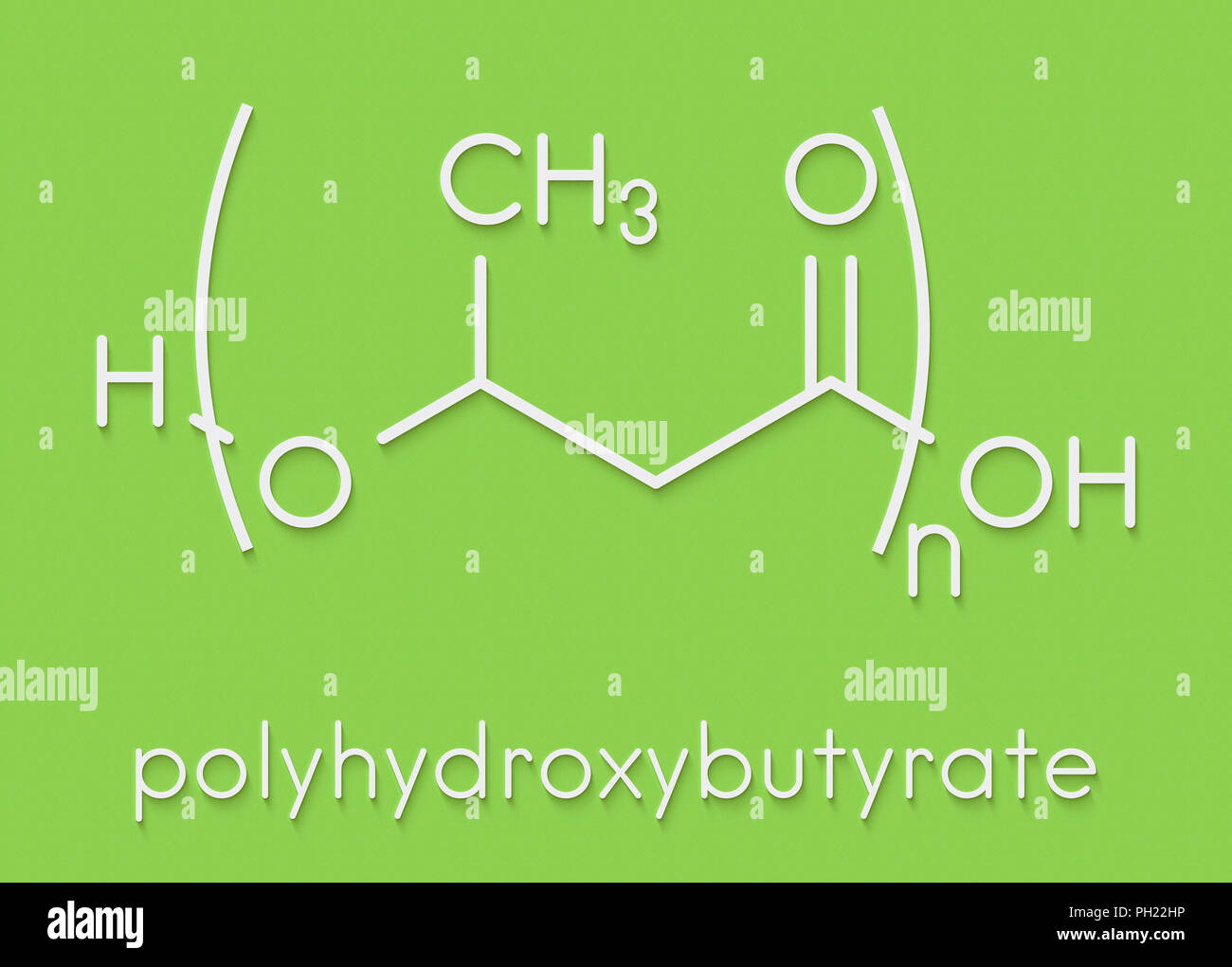Polyhydroxybutyrate (PHB) en plastique biodégradable, structure ...