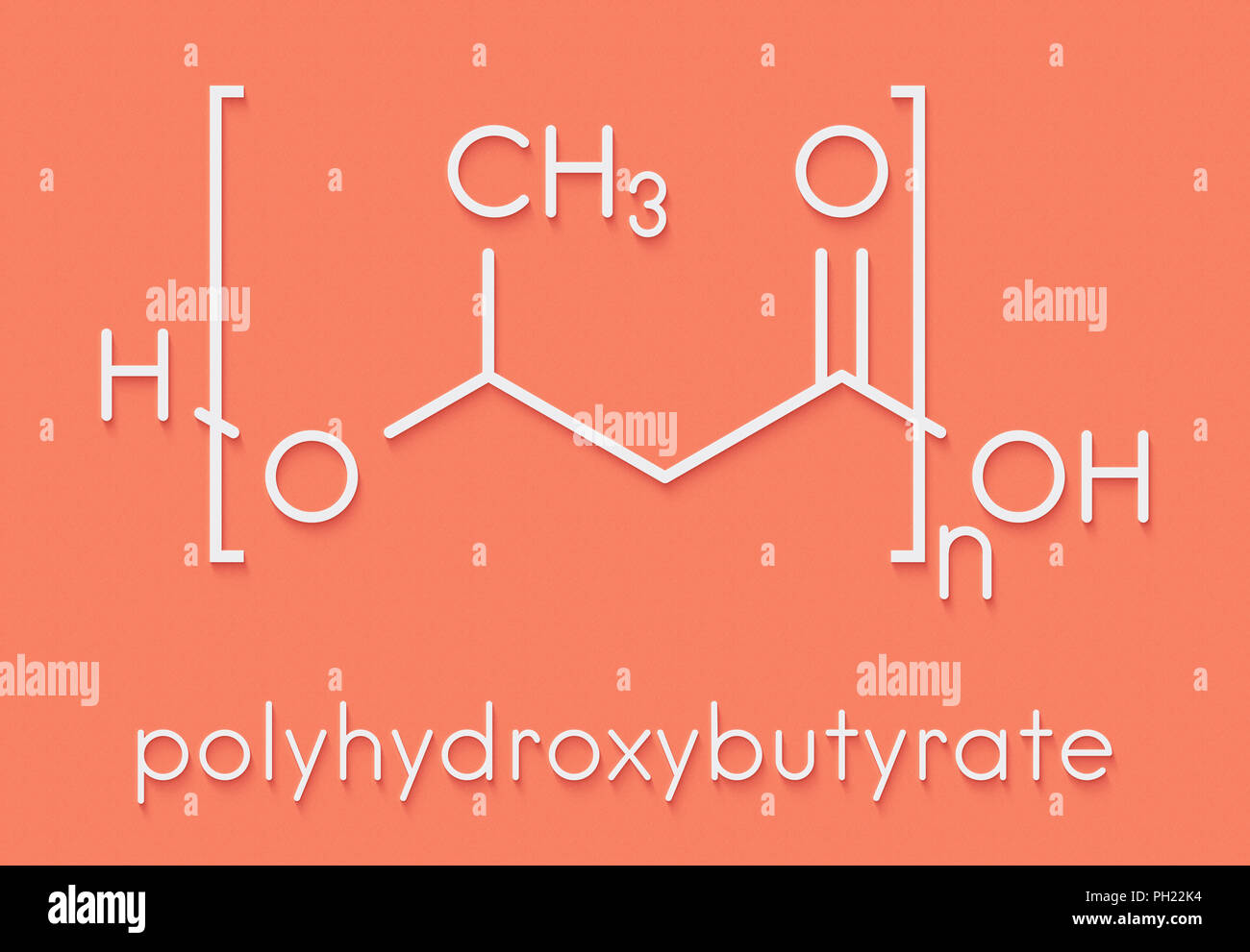 Polyhydroxybutyrate (PHB) en plastique biodégradable, structure ...