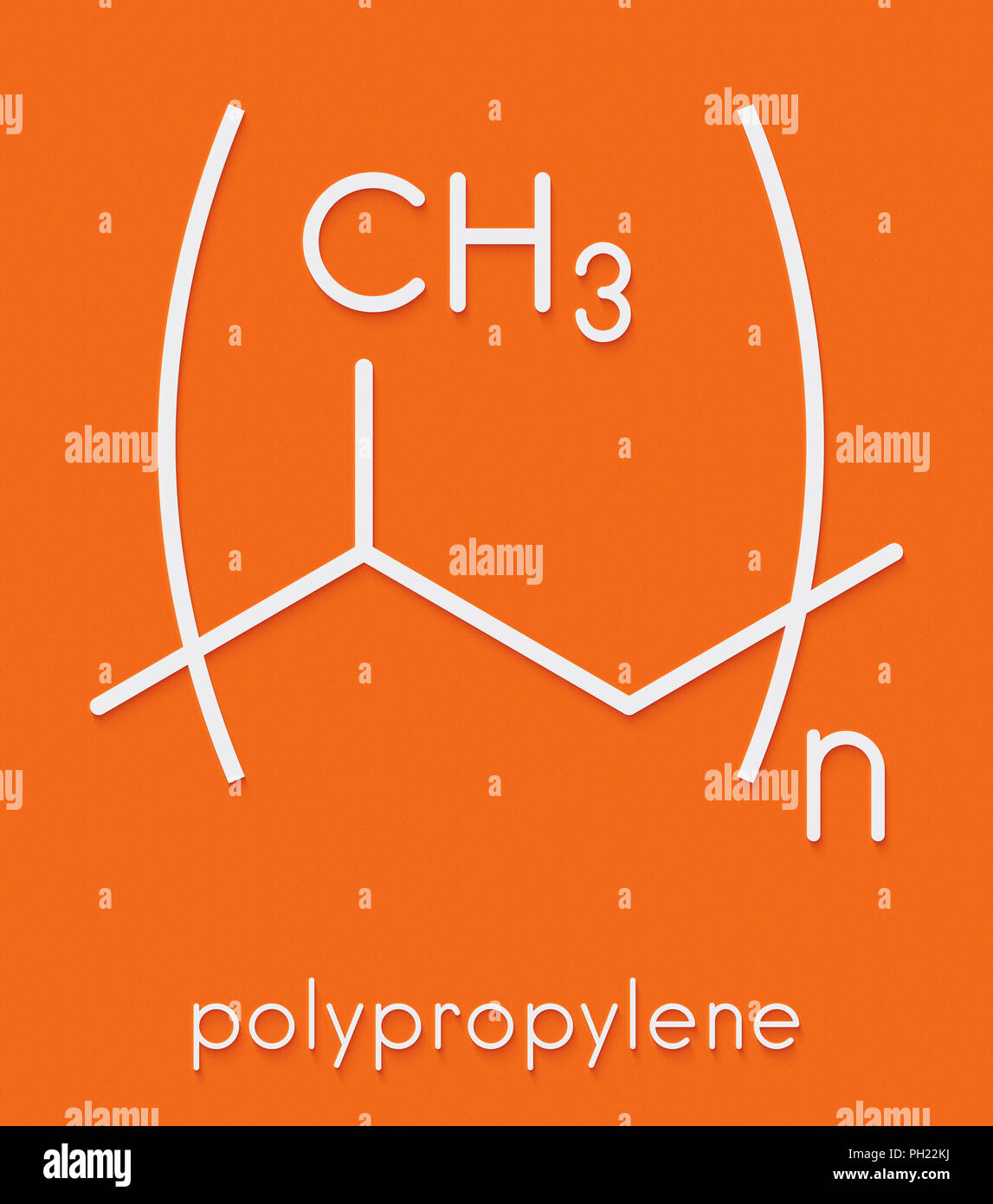 Le polypropylène (PP) polypropene, plastique, de structure chimique ...