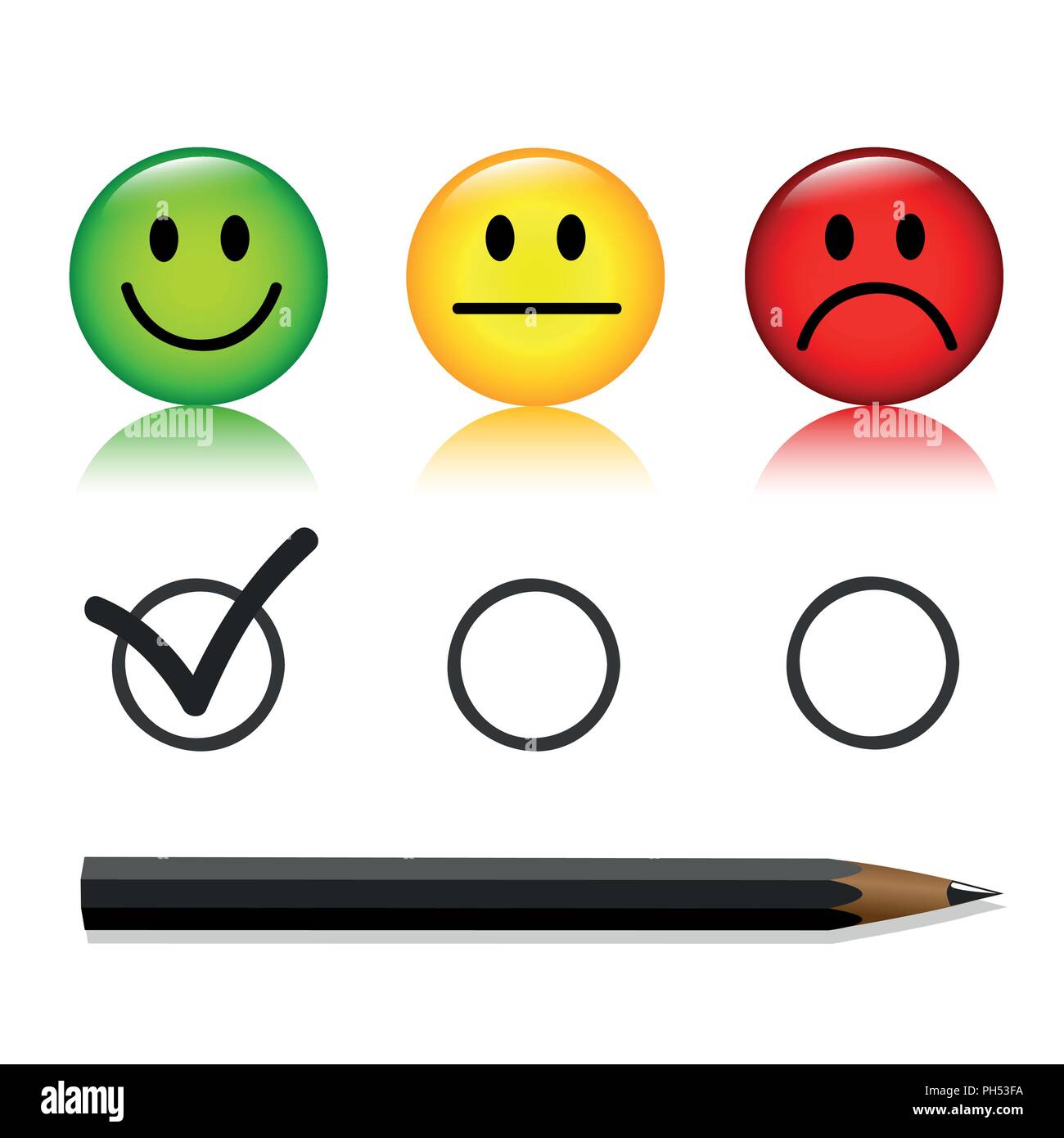 Emoticon smiley set yellow face emotions Banque de photographies et d ...