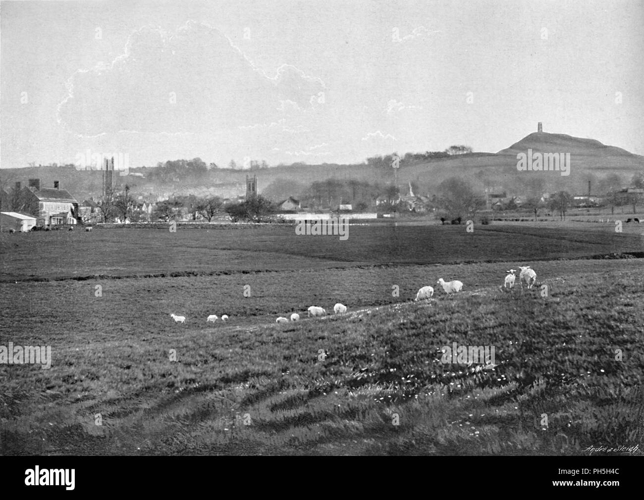 Glastonbury tor somerset Banque d'images noir et blanc - Alamy
