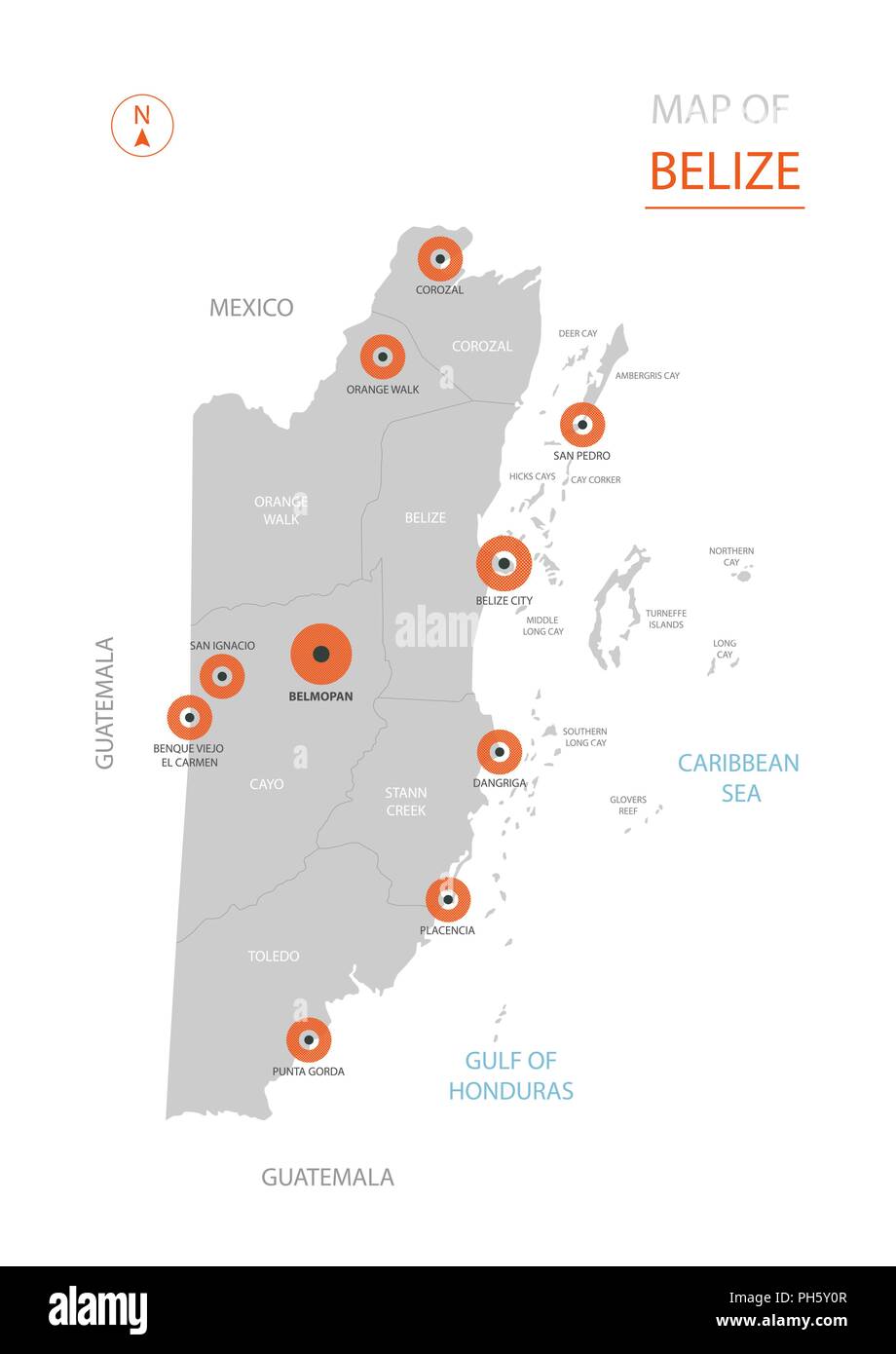 Belize map Banque de photographies et d’images à haute résolution - Alamy