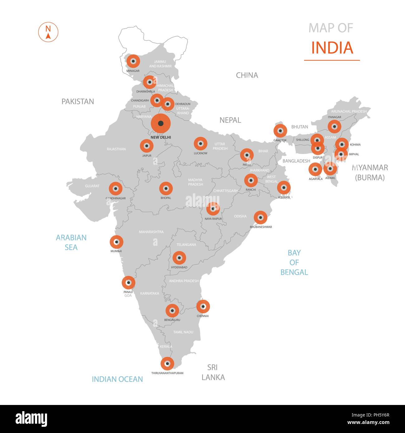 India political map capital new Banque de photographies et d’images à ...