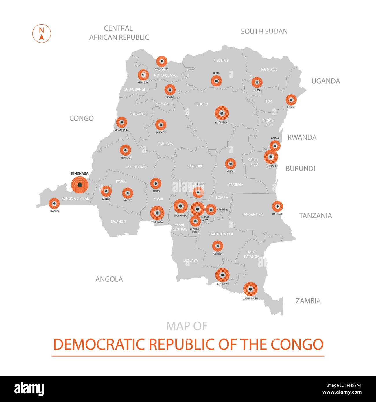 Congo kinshasa carte Banque d'images vectorielles - Alamy