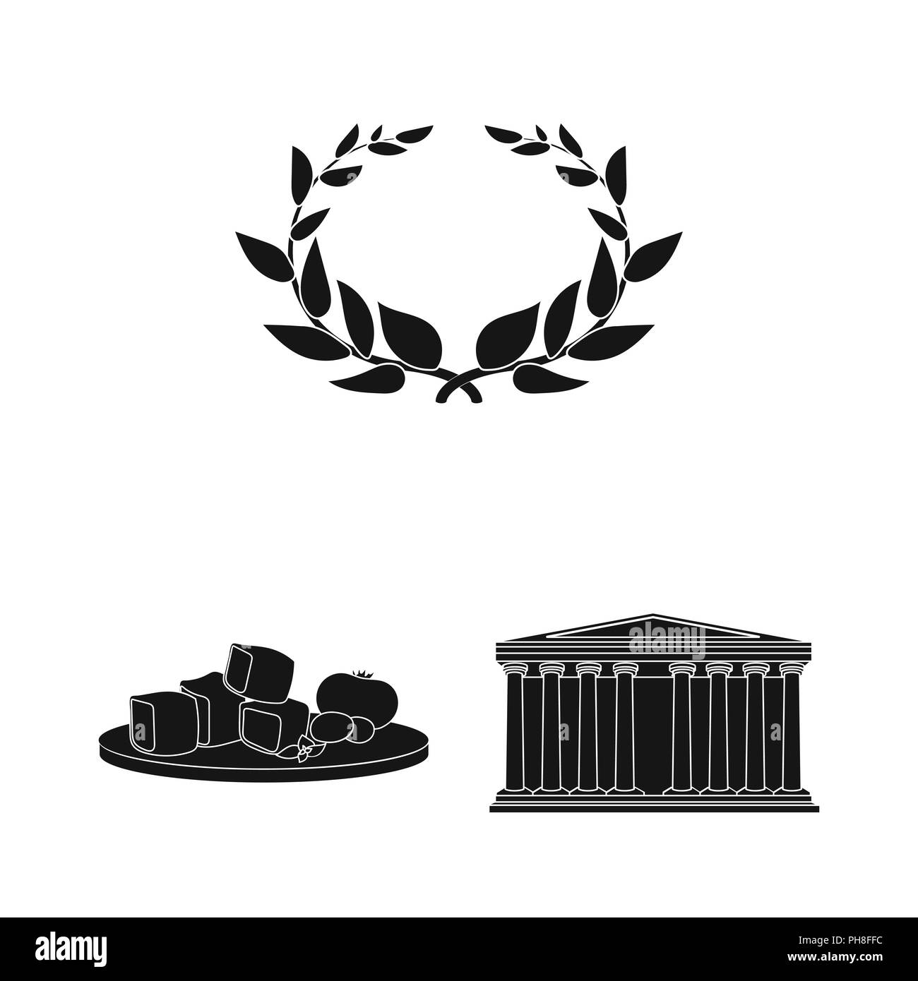 Pays Grèce icônes noires dans set collection pour design.La Grèce et ...