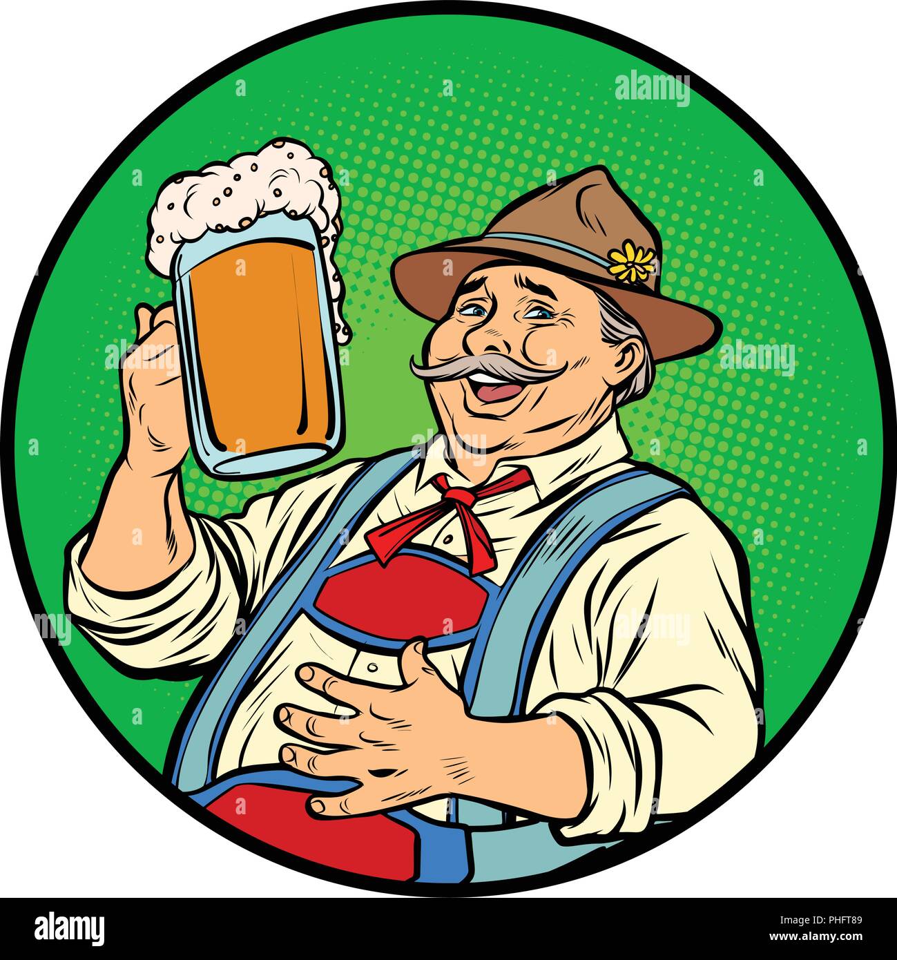 L'homme à la bière bavaroise Oktoberfest. Comic cartoon retro pop art ...