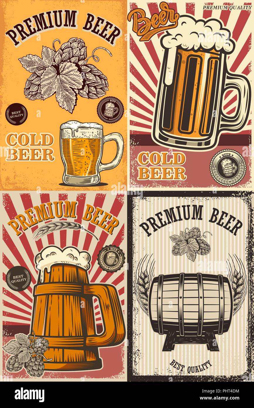 Ensemble d'affiches pub de bière. L'élément de conception pour poster ...