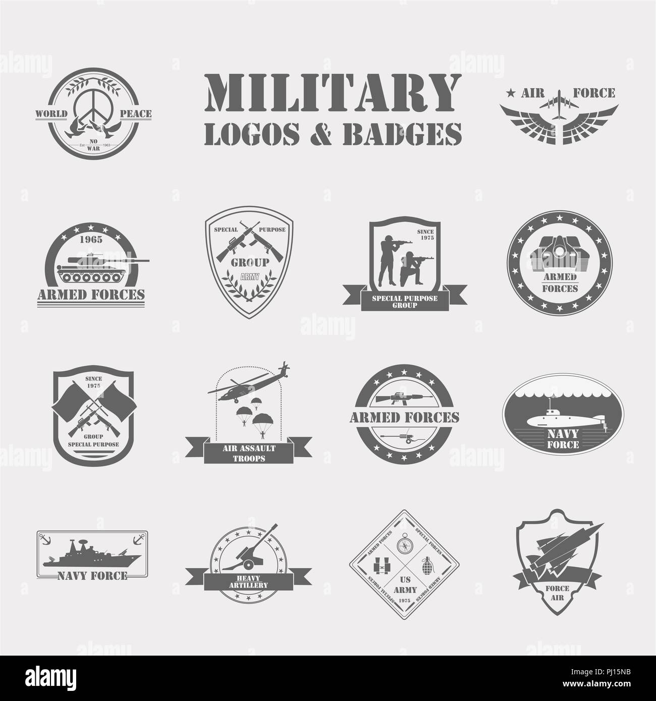 Et des véhicules blindés militaires logos et insignes. Modèle de ...