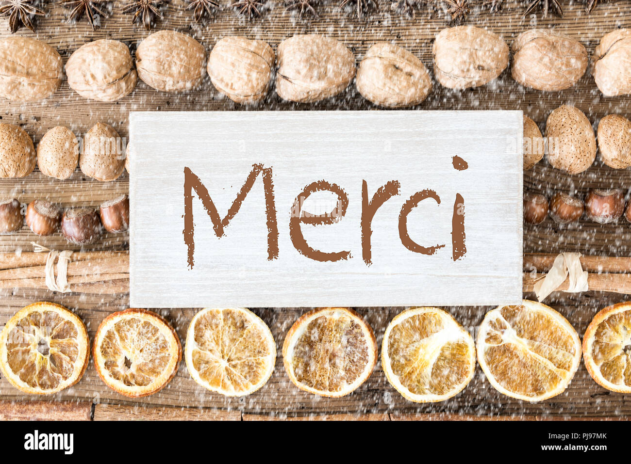Sign french text merci means Banque de photographies et d’images à ...