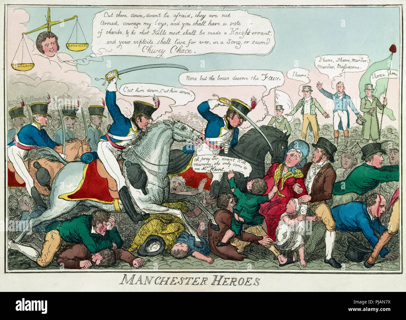 Le massacre de Peterloo. Le massacre a eu lieu le 16 août 1819 à St Peter's Field, Manchester ...