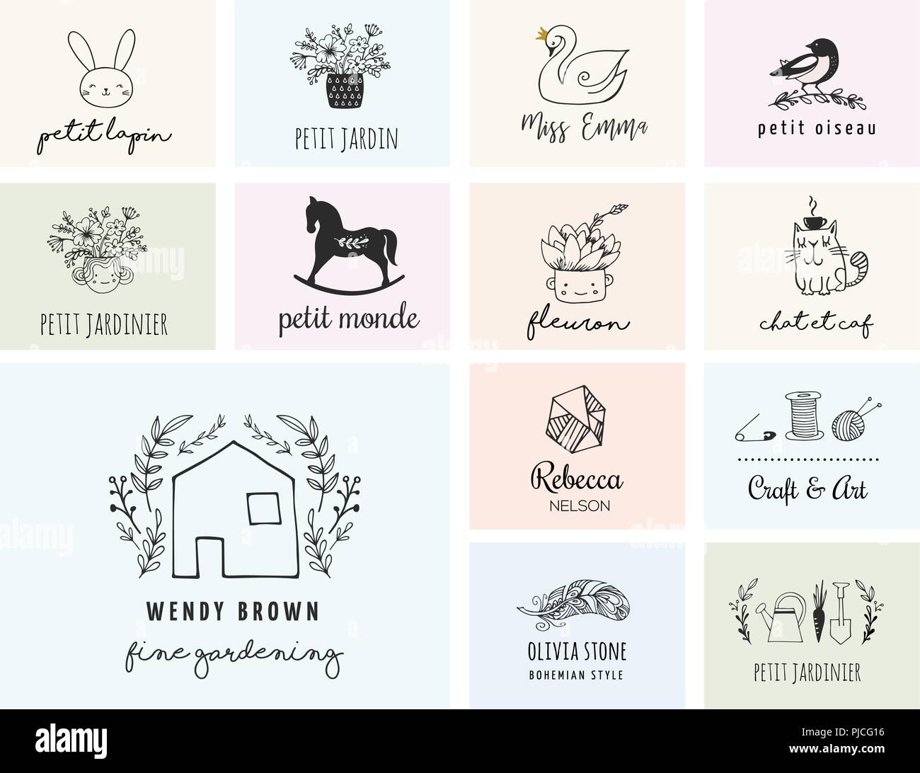 Simple et élégante collection de logos et illustrations modernes Image Vectorielle Stock - Alamy