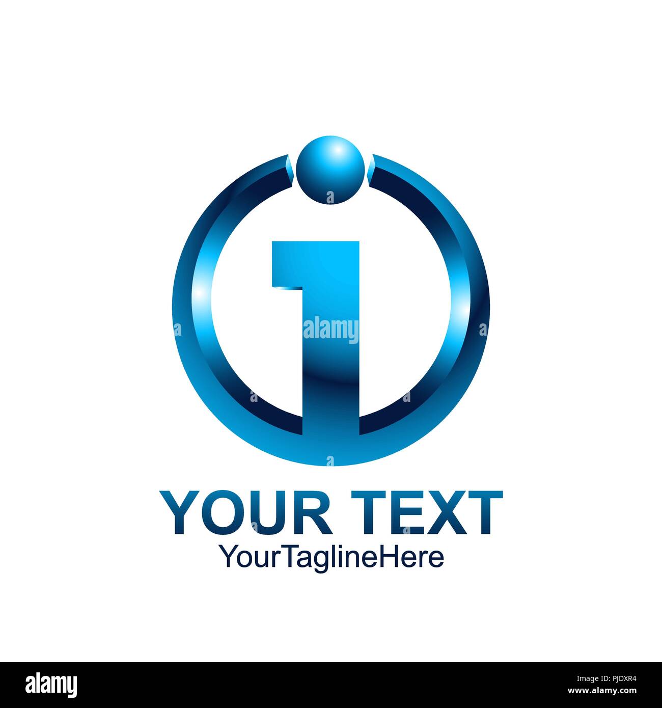 Lettre initiale i modèle logo cercle gris bleu couleur design sphère ...