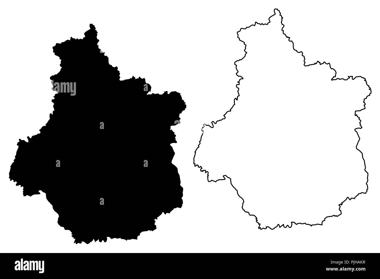 Center-Val de Loire (France, région administrative) map vector ...