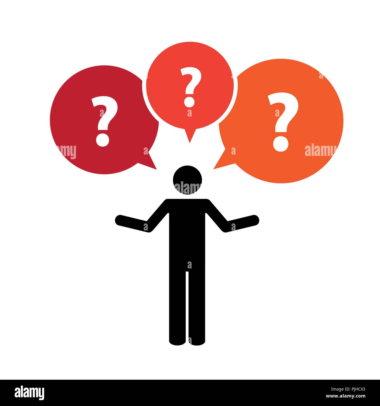 Les pictogrammes d'un homme avec un point d'interrogation talk bubbles ...