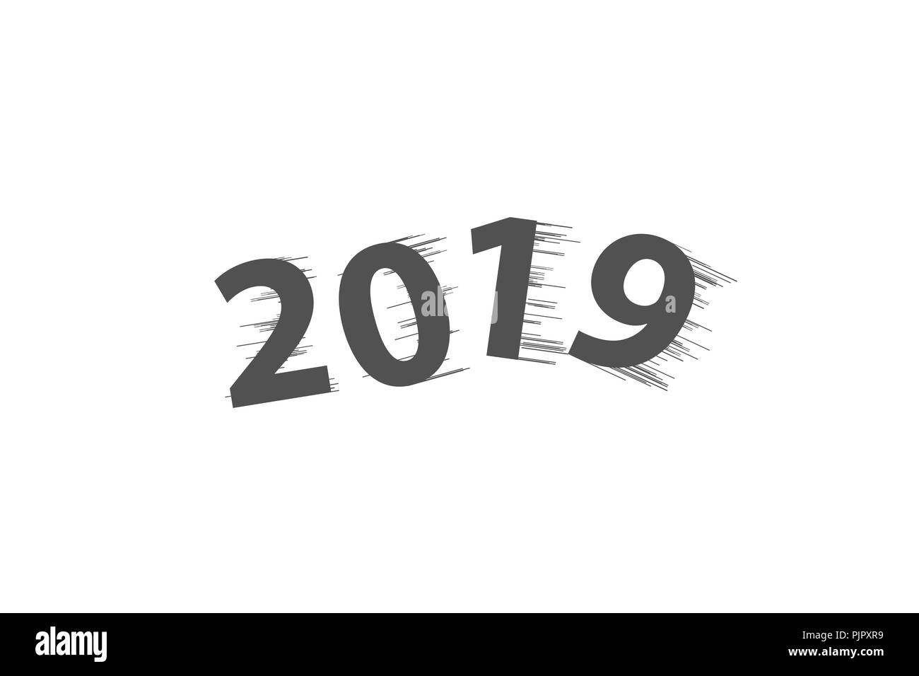 Bonne année 2019 avec la ligne rapide sur fond blanc Image Vectorielle ...
