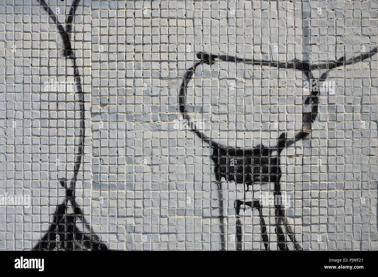 Vue rapprochée de l'écriture graffiti dimensions détails. Image de fond ...