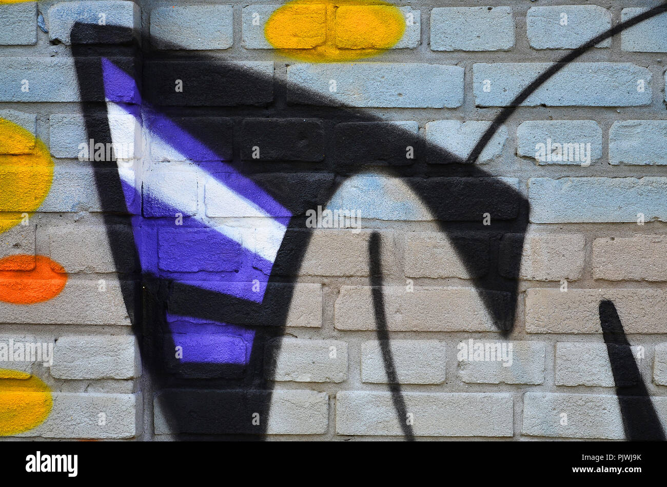 Vue rapprochée de l'écriture graffiti dimensions détails. Image de fond ...