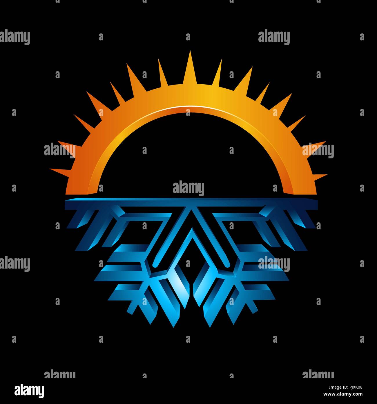 Signe rond Chaud et froid. Température à l'icône. Soleil et style de ...