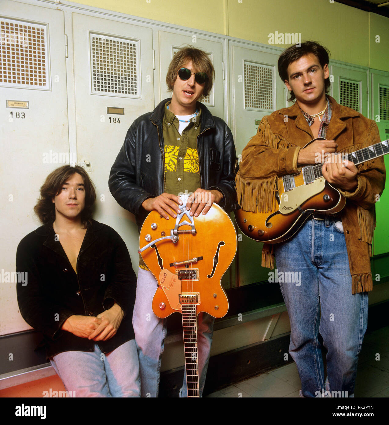 Talk Talk (l-r) : Lee Harris, Mark Hollis, Paul Webb en novembre 1984 à ...